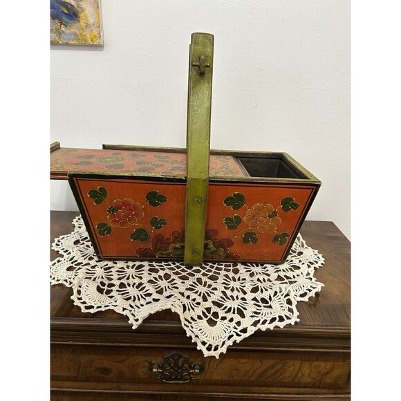 Accents | 19th Century Wooden Basket Wsliding Lid Yoke Type Handle From ...